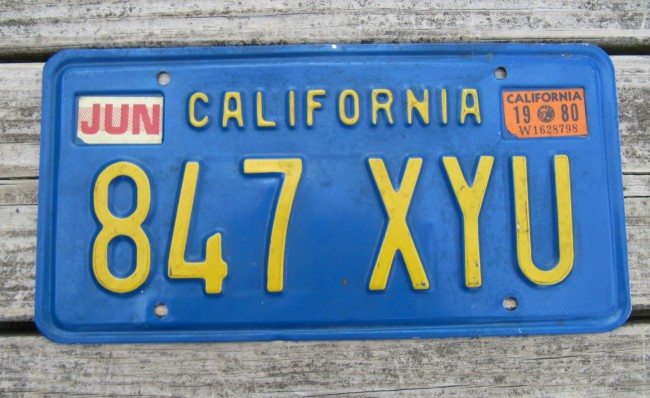 License Plate for Sale California Blue Yellow 1980s SHOP Vintage ...