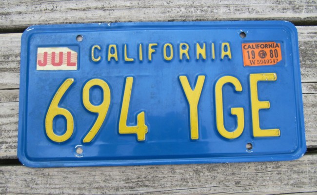License Plate for Sale California Blue Yellow 1980s SHOP Vintage ...