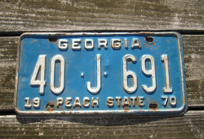 License Plates for SALE Georgia Blue White License Plate 1970 Peach ...