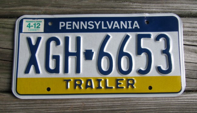 Pennsylvania Trailer Visit PA License Plate 2012