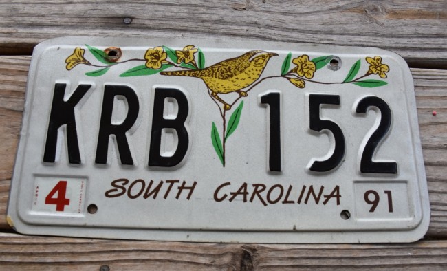 South Carolina Wren License Plate 1991